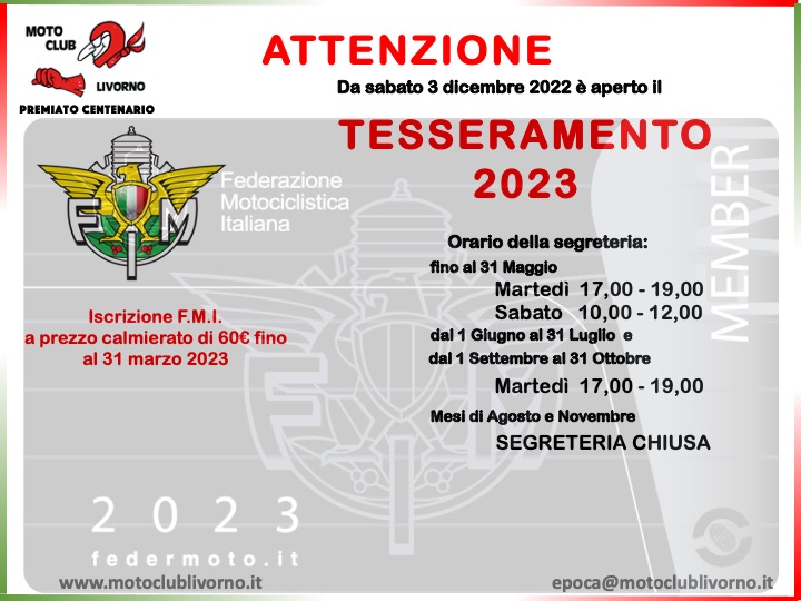 tesseramento FMI - Moto Club Livorno